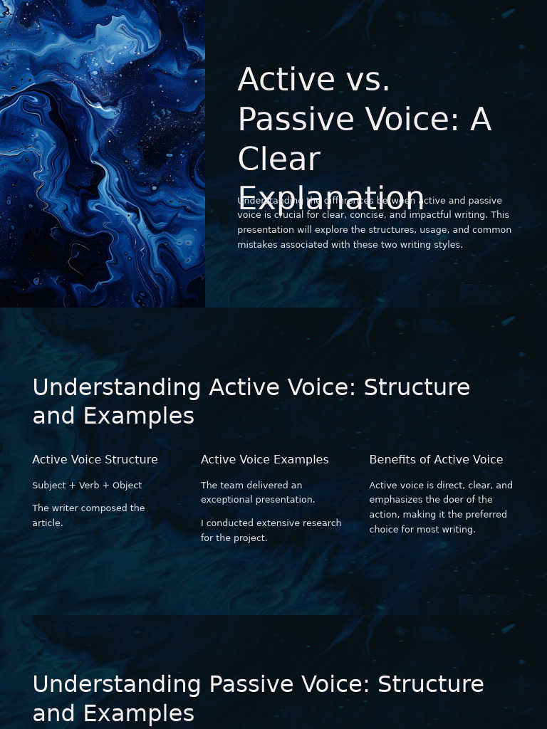 Active vs Passive Voice a Clear Explanation | PDF | Grammatical ...