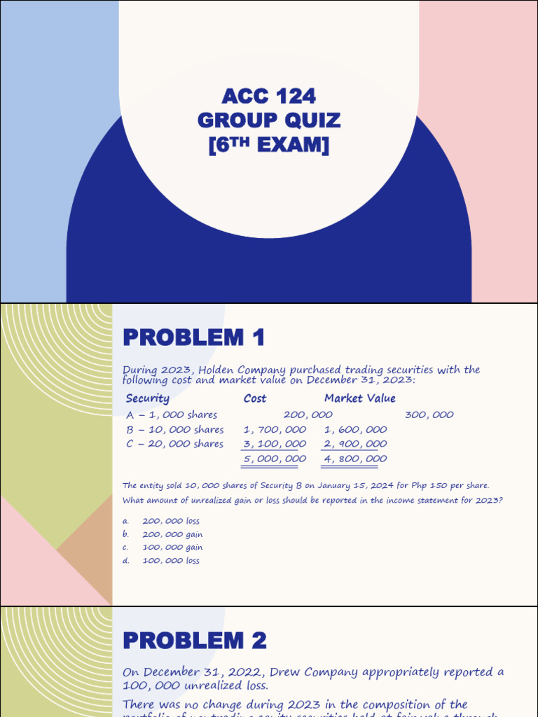 Trading Securities Quiz for ACC 124 | PDF | Investing | Share (Finance)