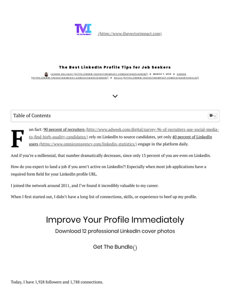 The Ultimate List of LinkedIn Profile Tips For 2019 (With Examples) | PDF | Linked In | World ...