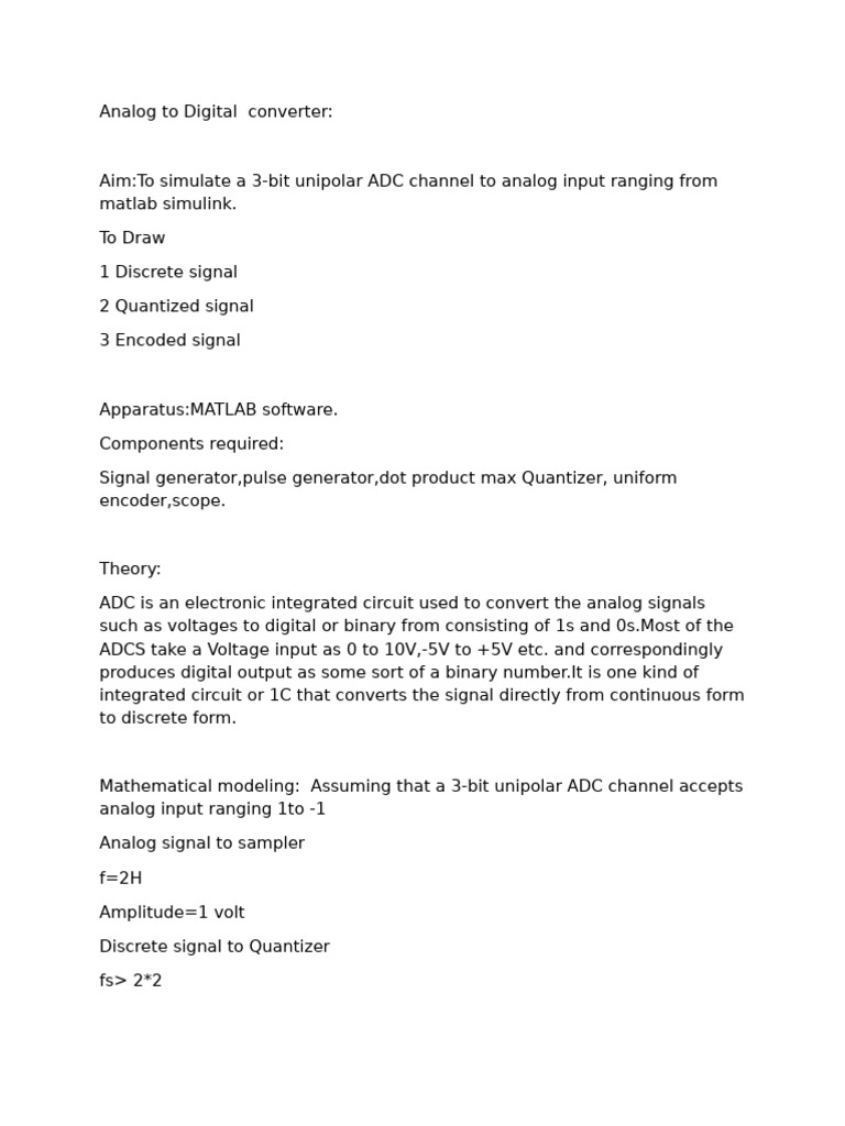 Analog to Digital converter | PDF