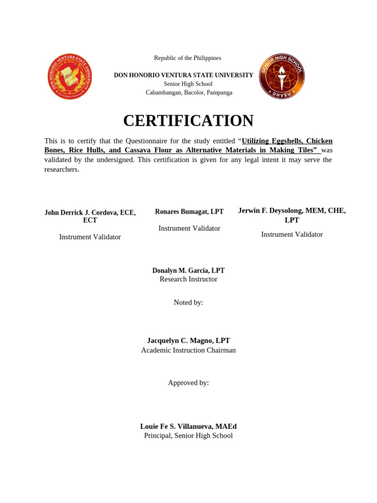 Certificate of Validation | PDF