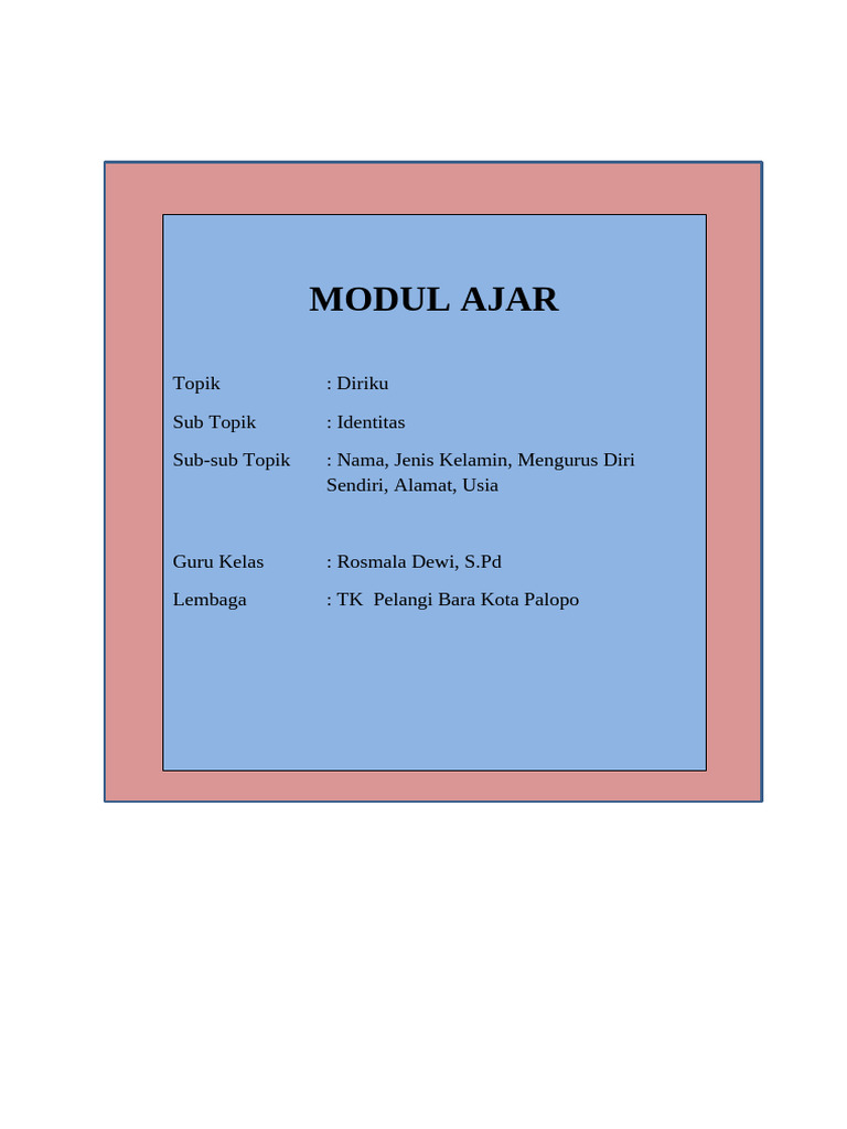 M-1 Modul Ajar TK Pelangi Bara Kota Palopo - 1 | PDF