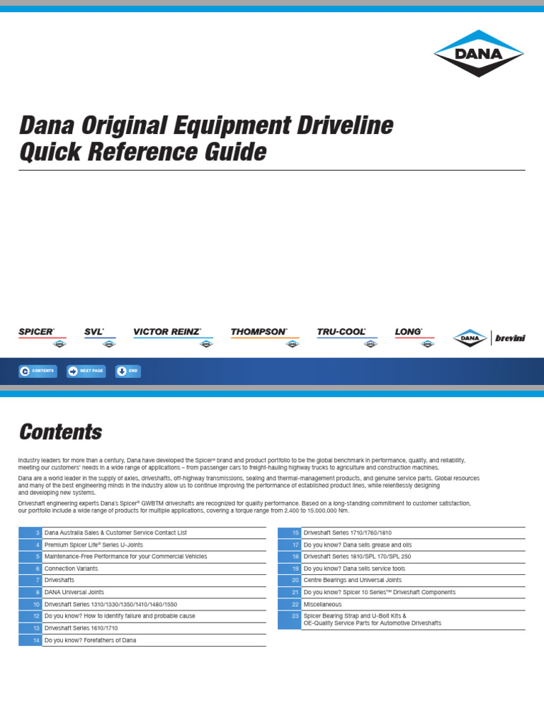 dana-original-equipment-driveline-guide | PDF | Bearing (Mechanical) | Axle
