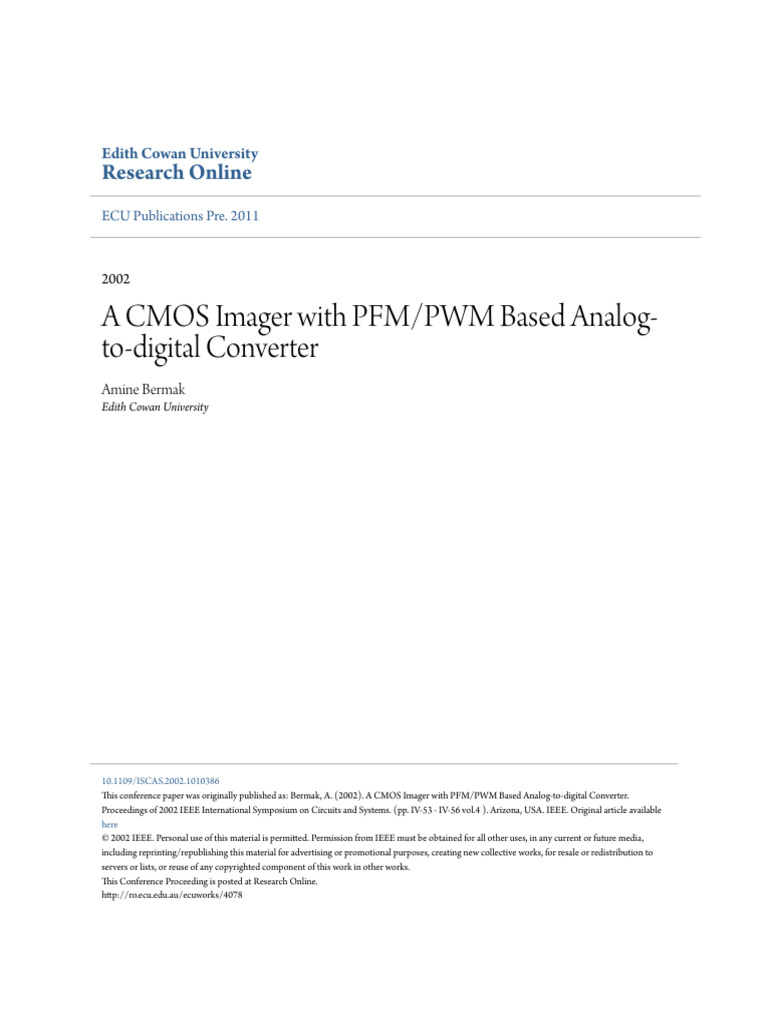 A CMOS Imager with PFM_PWM Based Analog-to-digital Converter | PDF | Analog To Digital Converter ...