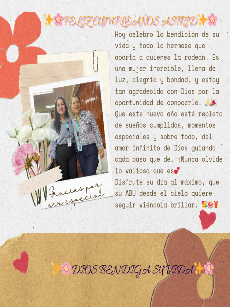Mensaje de cumpleaños para Astrid | PDF