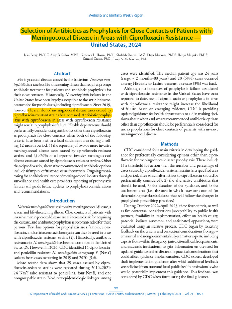 Article cipro meningo | PDF | Antimicrobial Resistance | Preventive ...