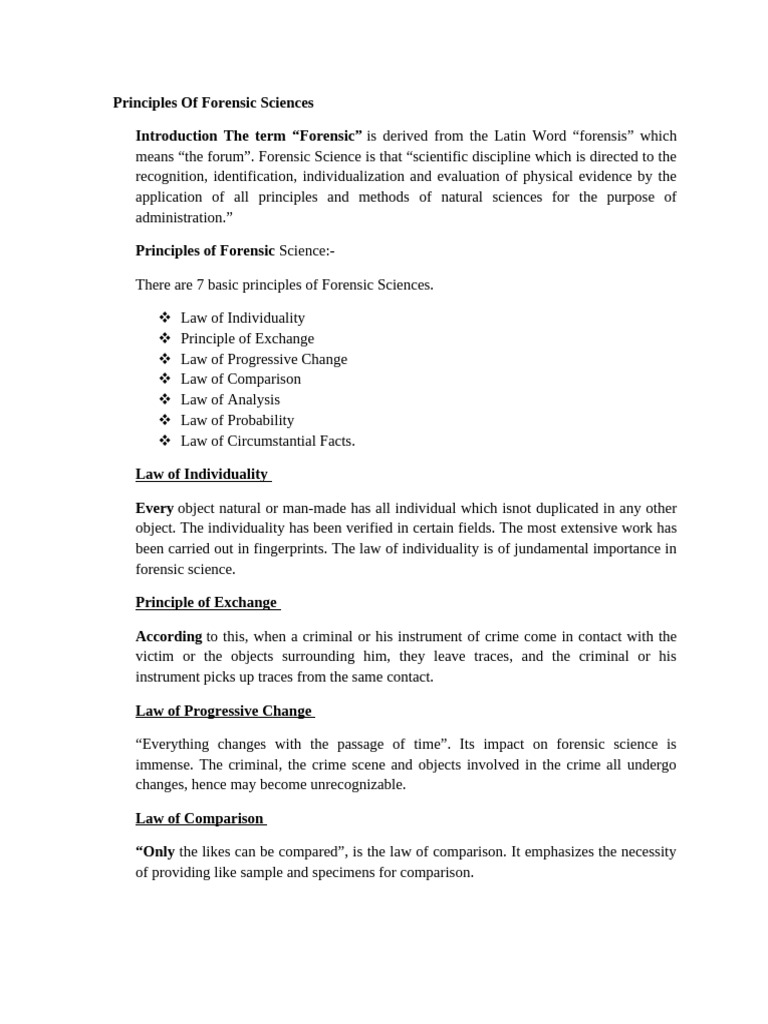 1. Principles of forensic science | PDF