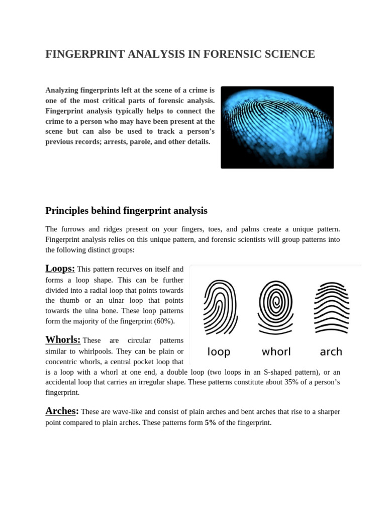Fingerprint Analysis in Forensic Science | PDF | Fingerprint | Optics