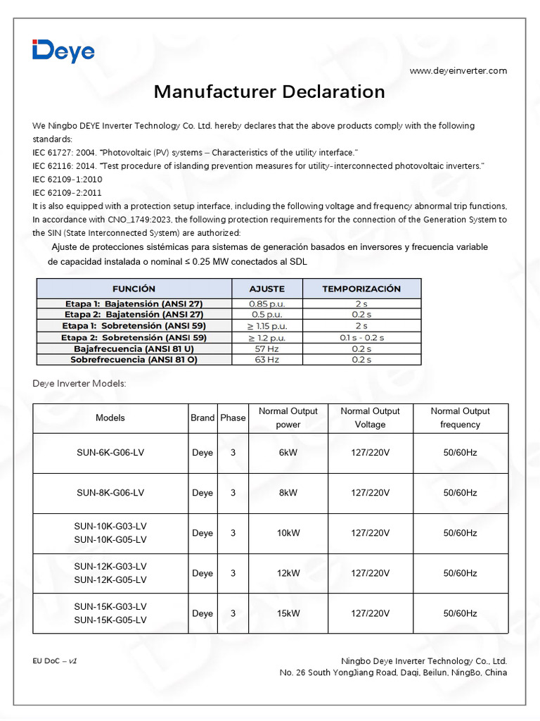 Declaration-IEC | PDF | Power Inverter | Electrical Engineering