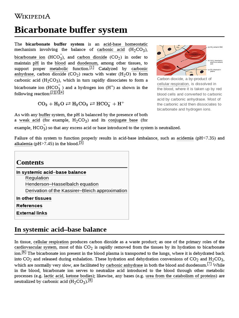 Bicarbonate Buffer System Explained | PDF | Analytical Chemistry ...