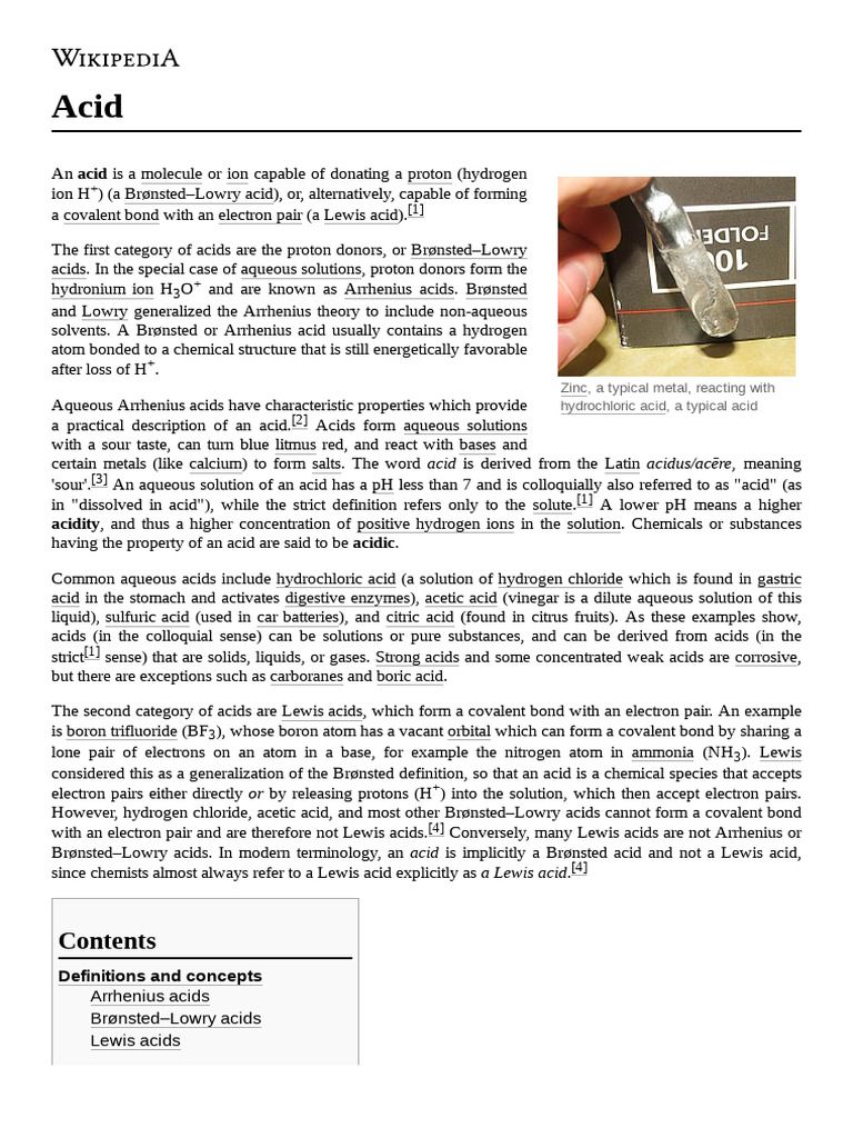 Acid | PDF | Acid | Acid Dissociation Constant