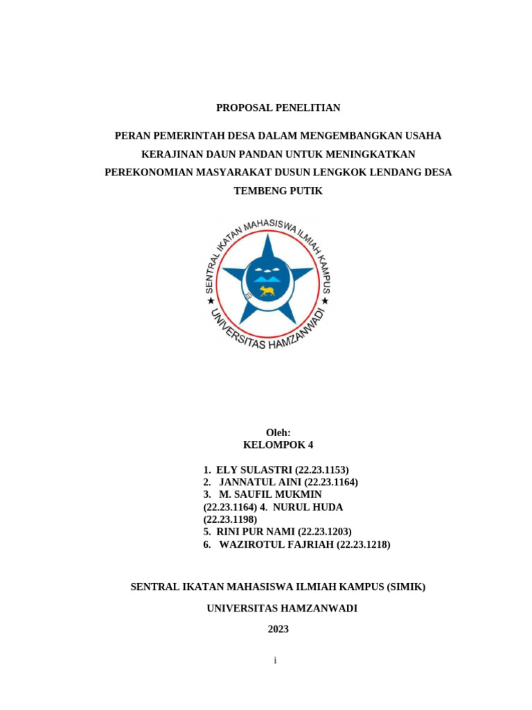 PROPOSAL PENELITIAN Kelompok 4-PDP | PDF