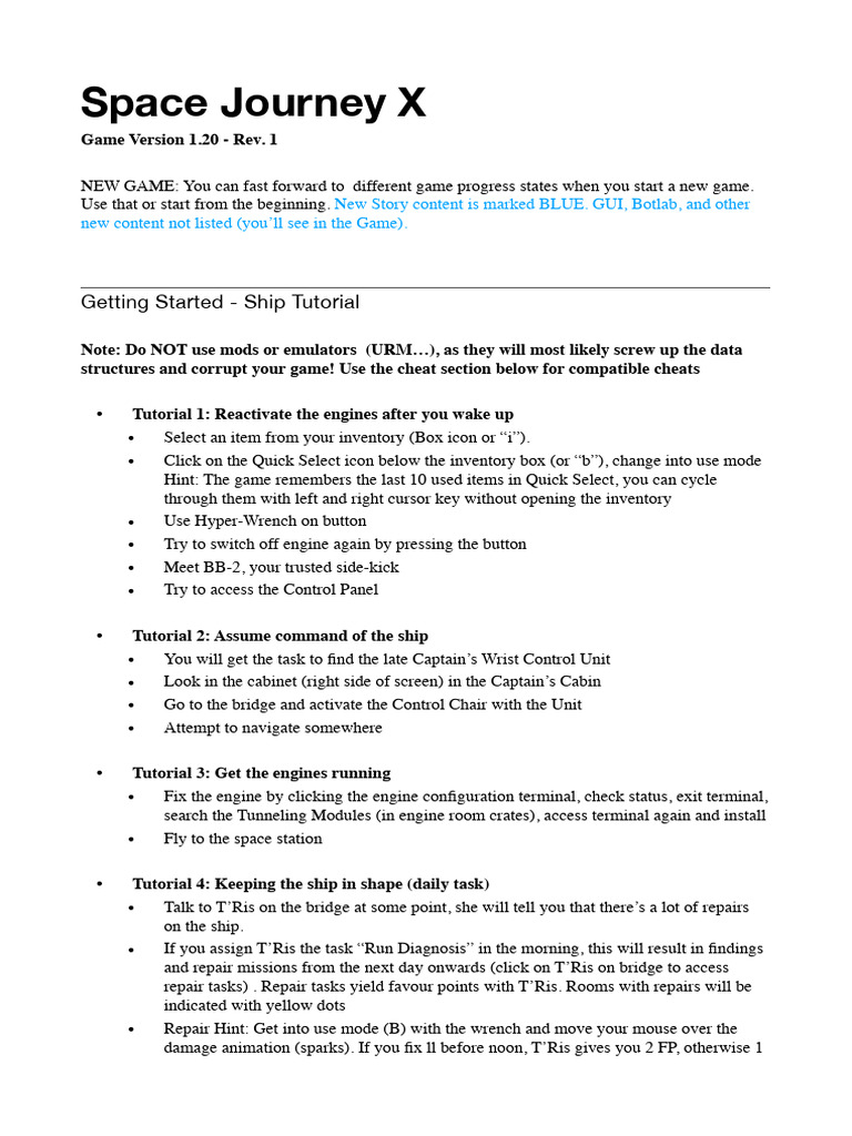 Space Journey X: Complete Walkthrough | PDF