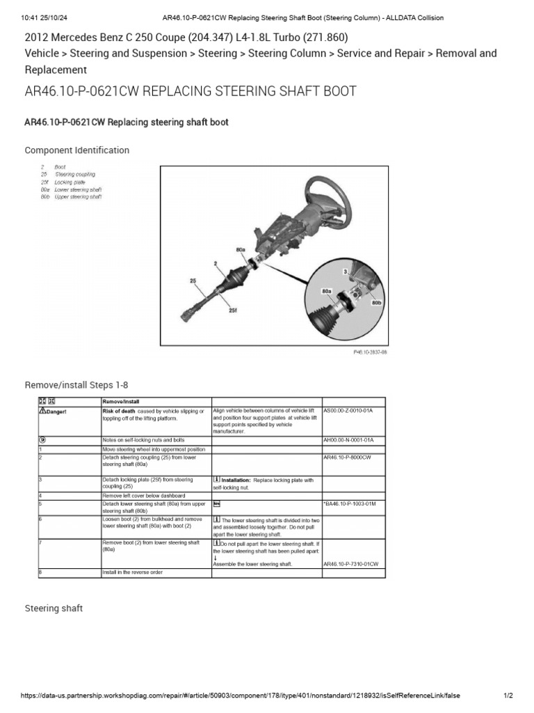 AR46.10-P-0621CW Replacing Steering Shaft Boot (Steering Column ...