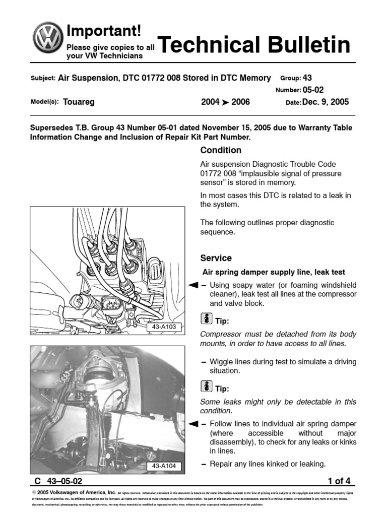 DTC 01772: Air Suspension Troubleshooting | PDF | Photocopier | Valve