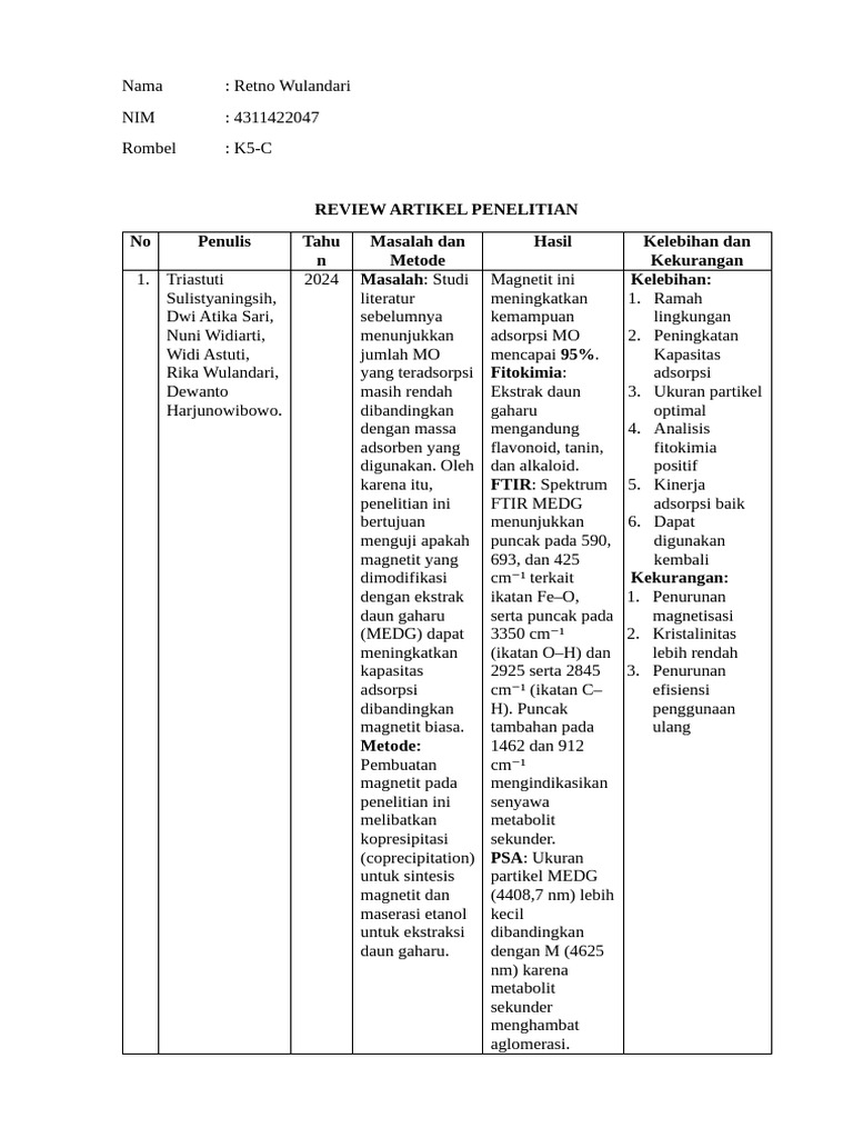 Review Jurnal Metopen 1 | PDF