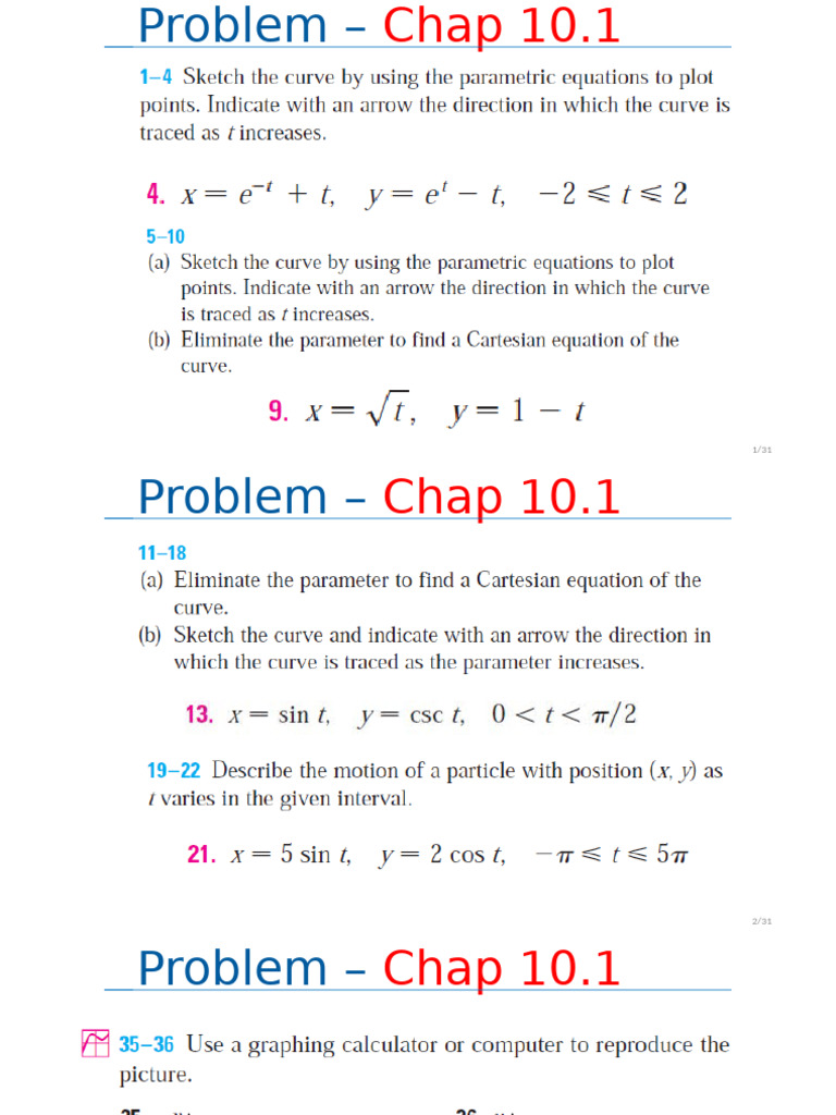 Calculus 1B Parametric Equations and Polar Coordination | PDF