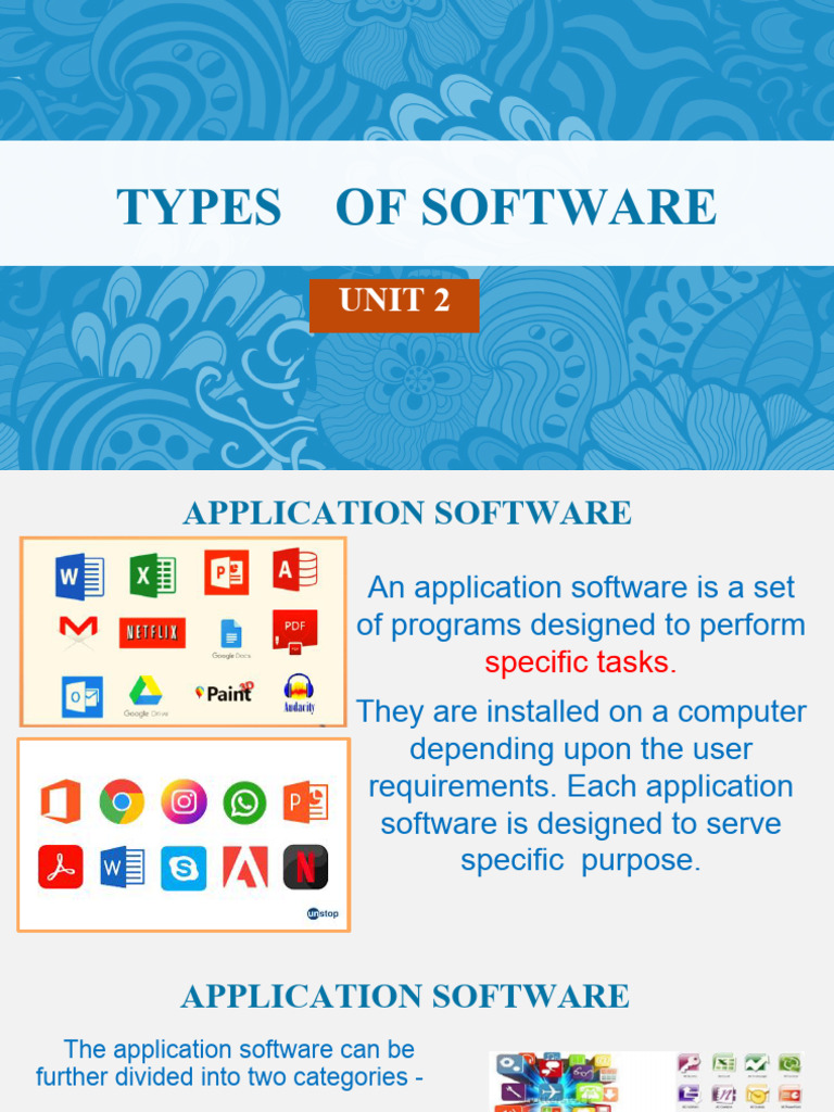 TYPES OF SOFTWARE UNIT 2 edited | PDF