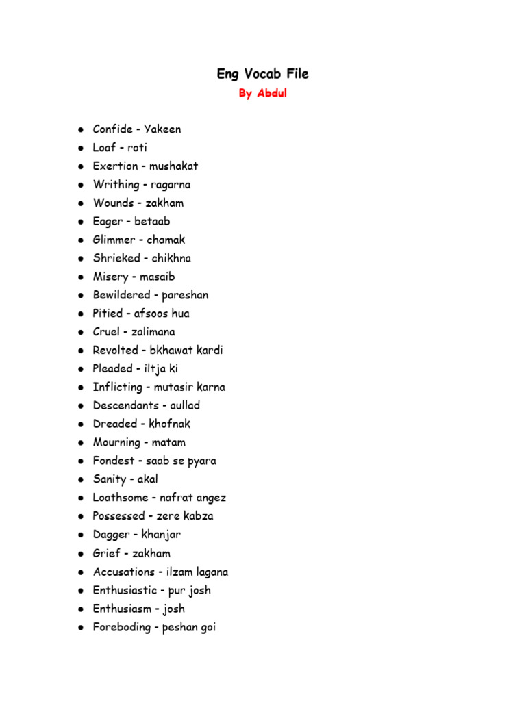 Eng Vocab | PDF