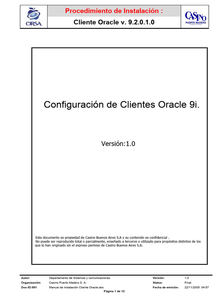 Manual de Instalación Cliente Oracle | PDF | Software | Ciencias de la ...