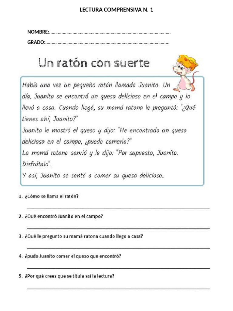 Lectura Comprensiva N Uno | PDF
