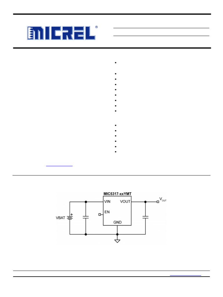 MIC5317 LDO Regulator Datasheet | PDF | Electromagnetism | Electric Power