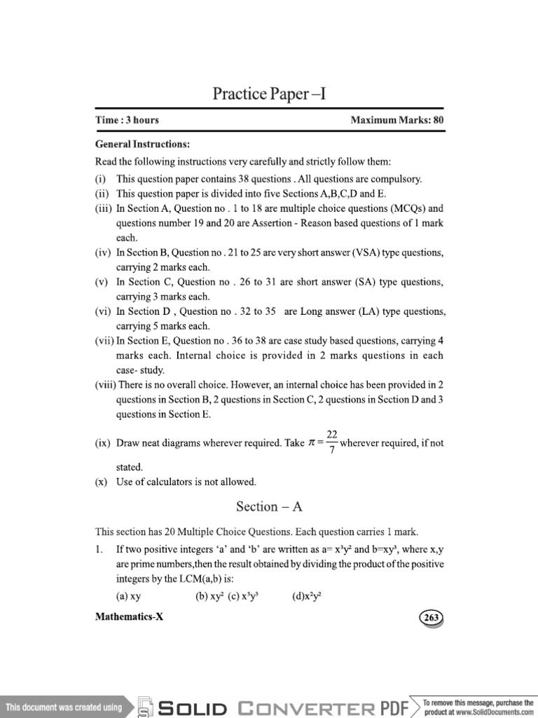 Class 10 Maths Paper | PDF