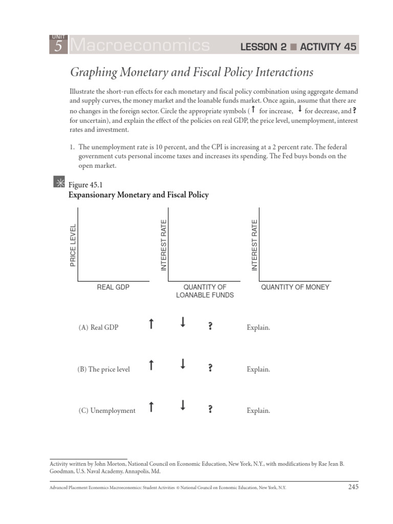 Monetary and Fiscal Policy Analysis Activities | PDF | Macroeconomics ...