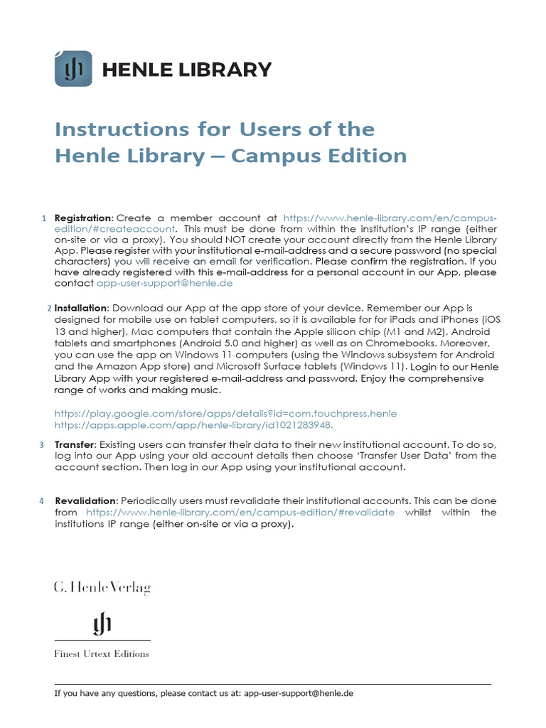 Instructions For Users of The Henle Library Campus Edition | PDF