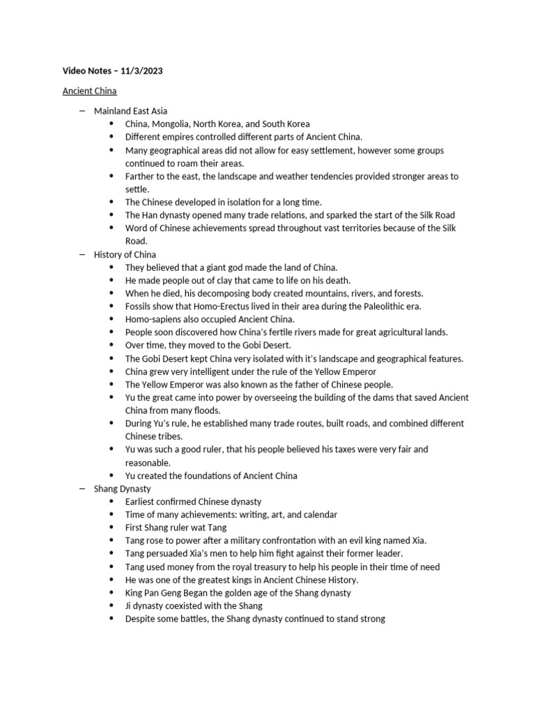 Unit 5 - Ancient China | PDF | History Of China | China