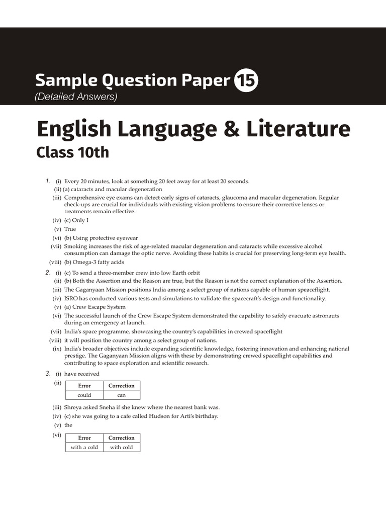English Language Literature Sample Paper 15 | PDF | Spaceflight | Human ...