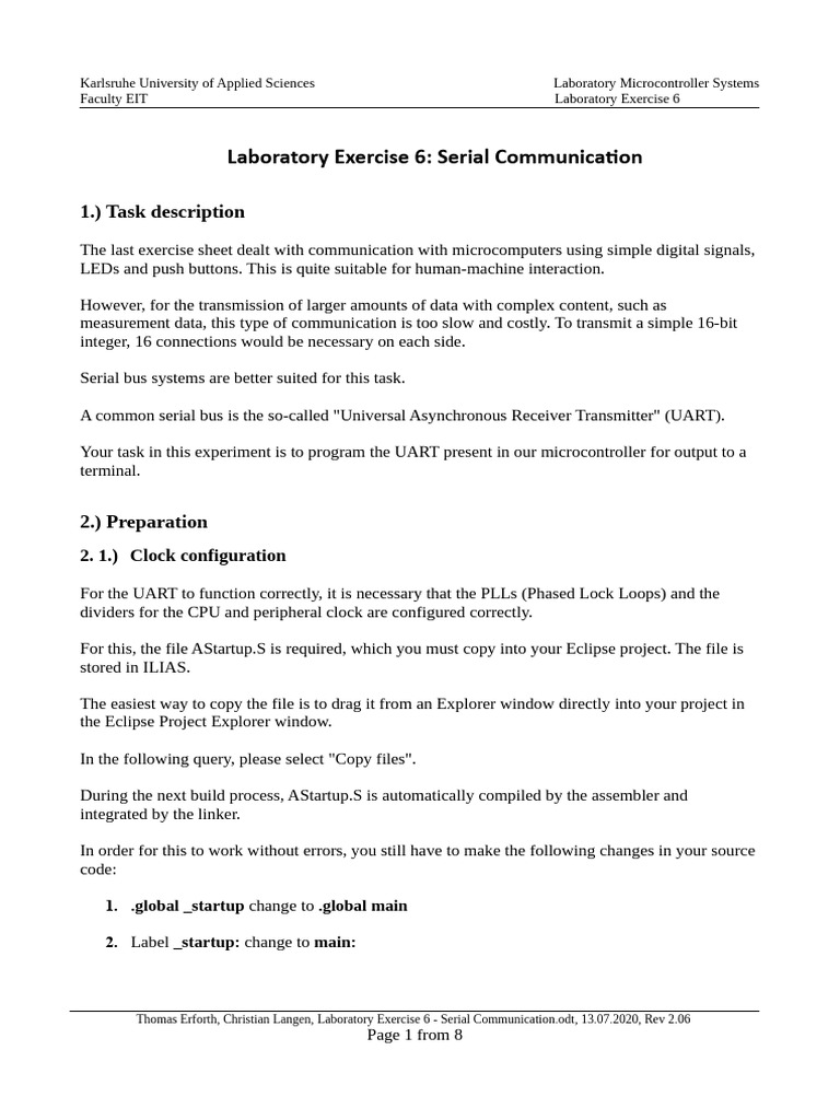 Laboratory Exercise 6 - Serial Communication | PDF | String (Computer Science) | Microcontroller