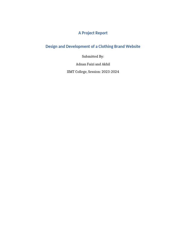 Detailed Clothing Brand Project Report | PDF | Software Engineering ...