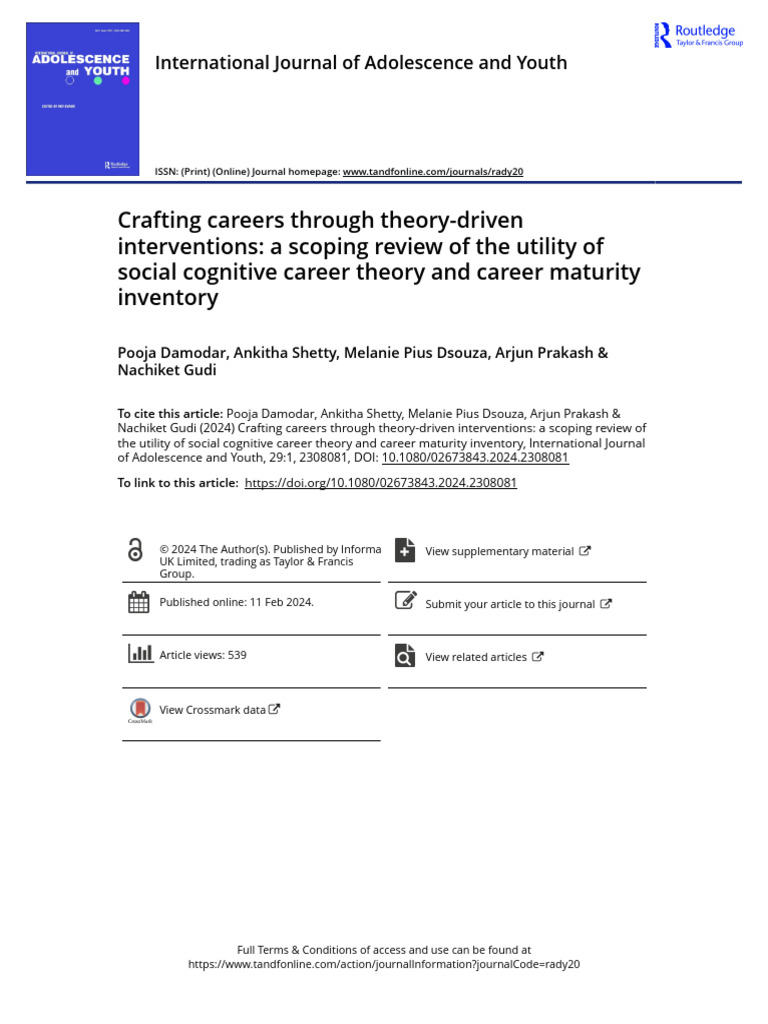 Crafting Careers Through Theory-Driven Interventions A Scoping Review ...