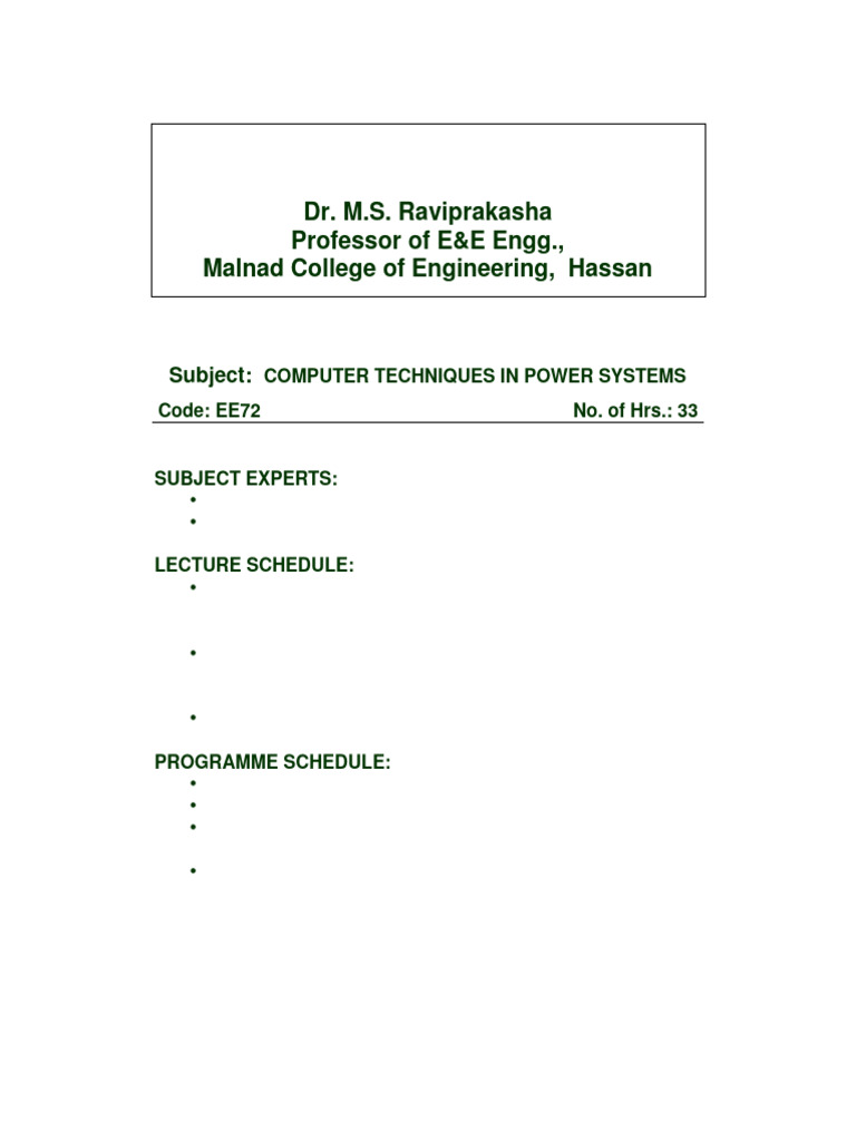 Subject_COMPUTER_TECHNIQUES_IN_POWER_SYS | PDF | Matrix (Mathematics) | Mathematics