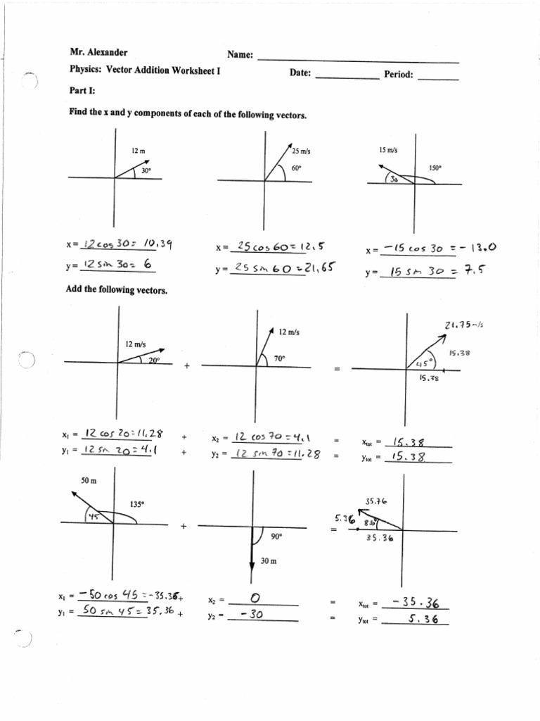 Wkst-Vector - Addition (Answers) | PDF