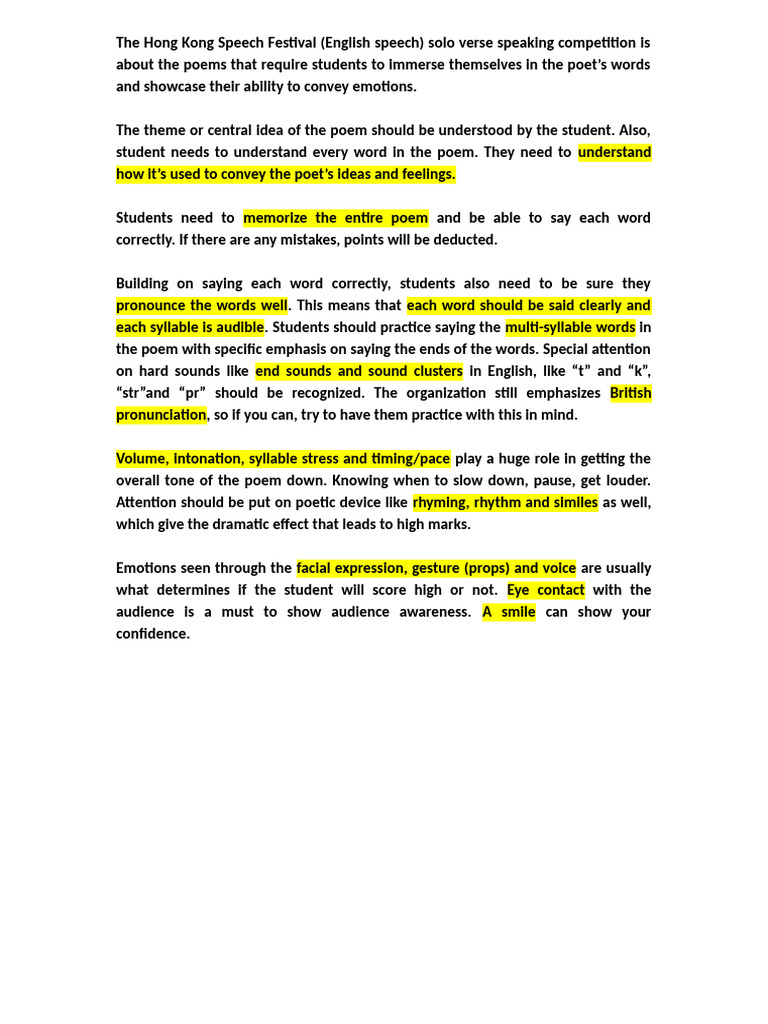 Trial Class - Solo Verse Speaking | PDF