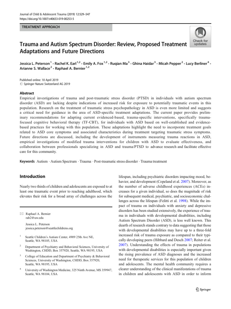 Trauma Treatment for Autism Spectrum Disorder | PDF | Autism Spectrum ...
