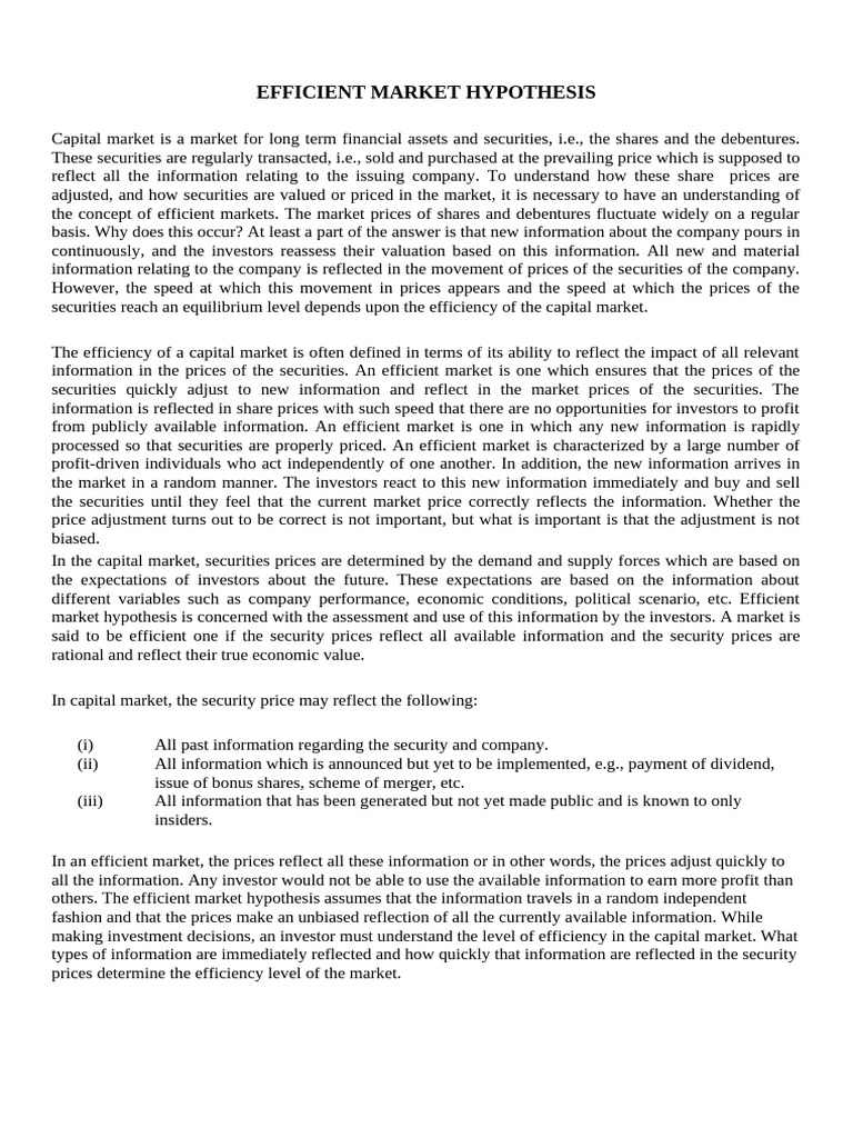 Understanding Market Efficiency | PDF | Efficient Market Hypothesis ...