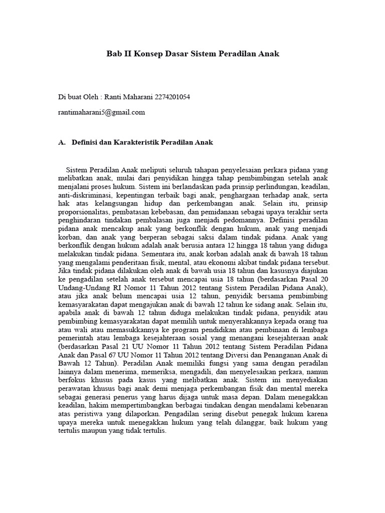Fixx Banget Bab 2 Konsep Dasar Peradilan Anak Ranti Maharanii 2 | PDF