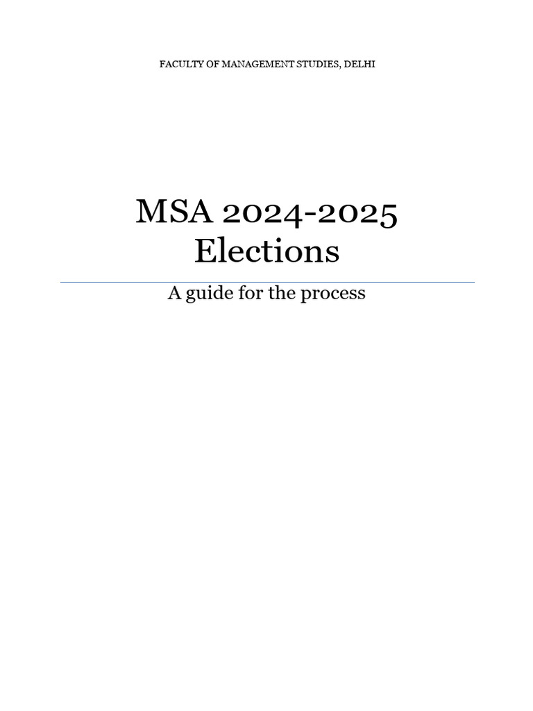 MSA Election Primer 2024-25 | PDF | Elections | Government MSA Election Primer 2024-25 | PDF | Elections | Government