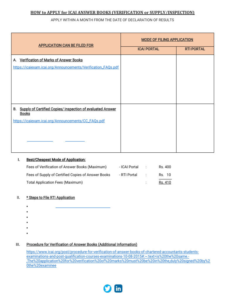 How to Apply for ICAI Answer Books (Verification or Supply-Inspection ...