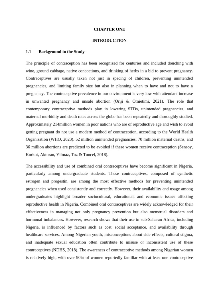 Ajao ANuoluwapo Main Proj | PDF | Birth Control | Unintended Pregnancy