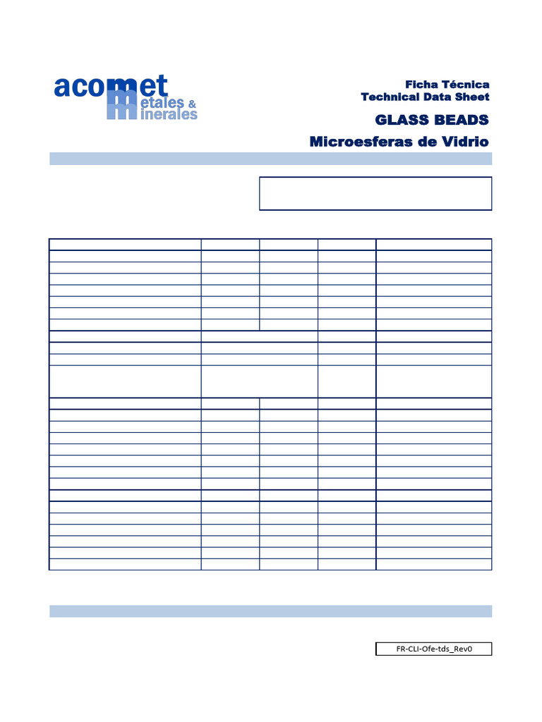 Ficha Técnica - Microesferas de Vidrio | PDF