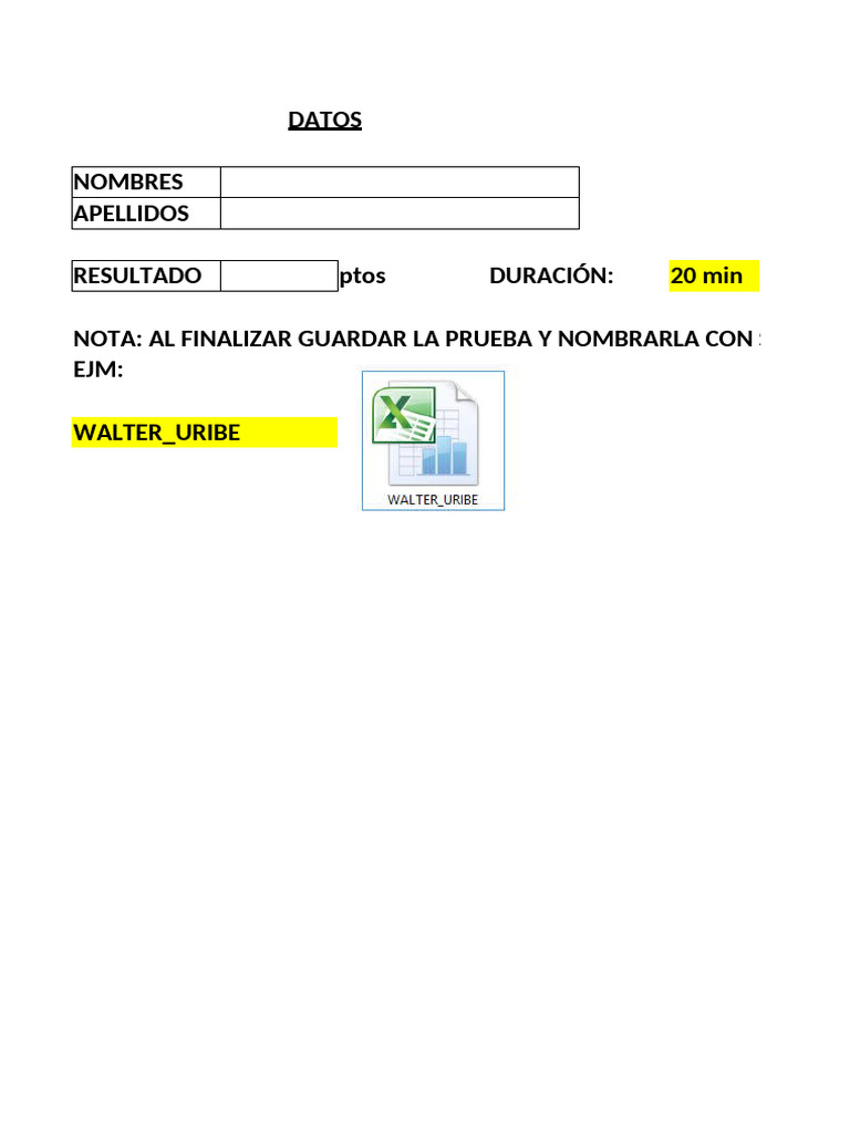 Examen Excel - Version 2 (Sin Resolver) | PDF