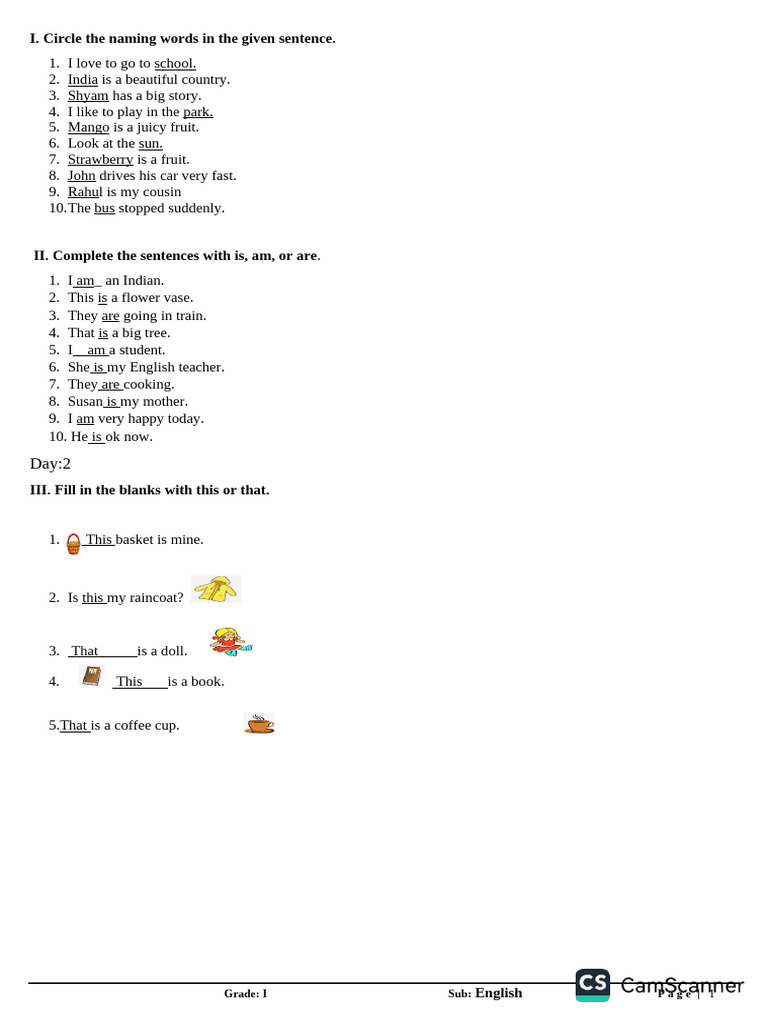 Grade 1 English Term 1 Key Words | PDF