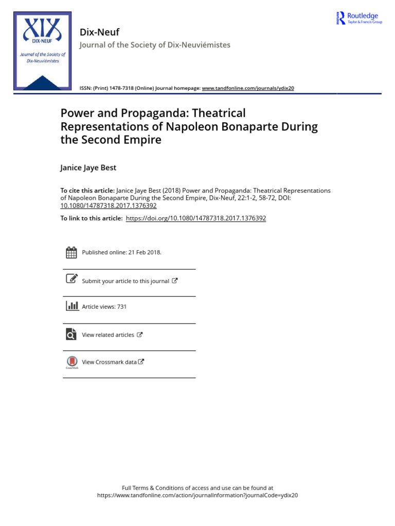 Power and Propaganda Theatrical Representations of Napoleon Bonaparte ...