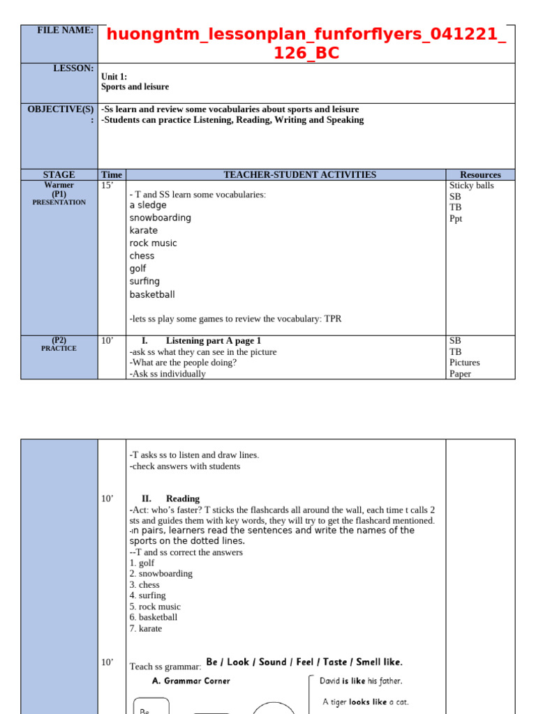 U1-huongntm_lessonplan_funforflyers_041221_126_BC - Copy - Copy | PDF | Vocabulary ...
