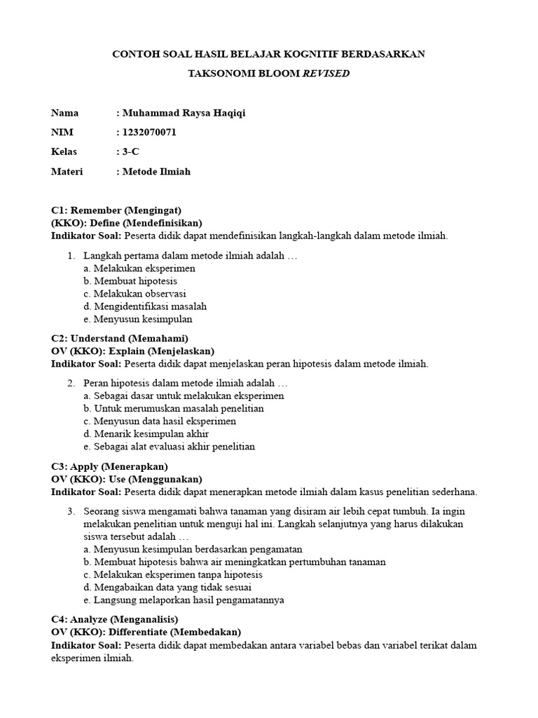 Muhammad Raysa Haqiqi - Soal Pilihan Ganda | PDF