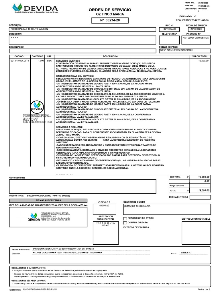 Orden de Servicio | PDF